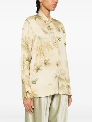FORTE_FORTE Botanical-print Satin Shirt