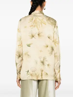 FORTE_FORTE Botanical-print Satin Shirt