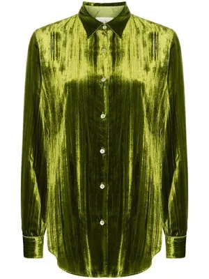 FORTE_FORTE Plissé-effect Velvet Shirt
