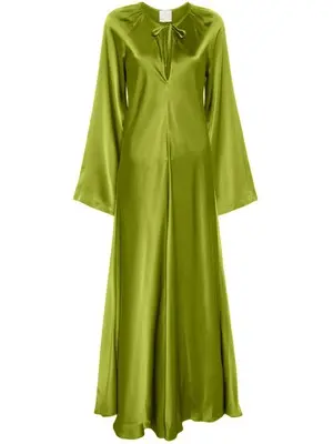 FORTE_FORTE Keyhole-neck Silk Maxi Dress - Green
