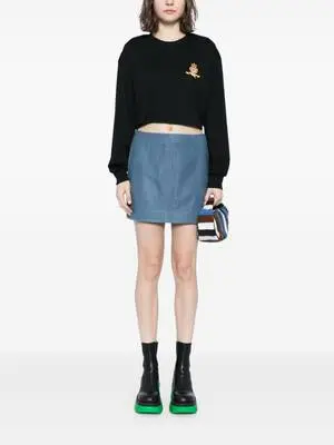GROUND ZERO Logo-print Cropped Sweatshirt - Black