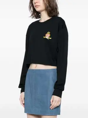 GROUND ZERO Logo-print Cropped Sweatshirt - Black