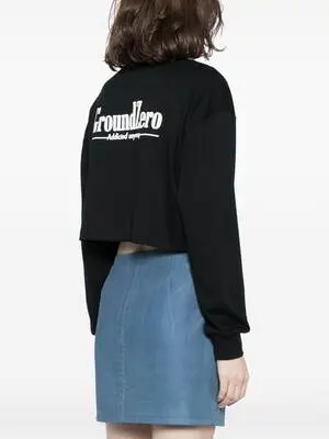 GROUND ZERO Logo-print Cropped Sweatshirt - Black