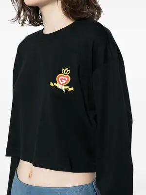 GROUND ZERO Logo-print Cropped Sweatshirt - Black