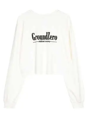 GROUND ZERO Logo-print Cropped Sweatshirt - White