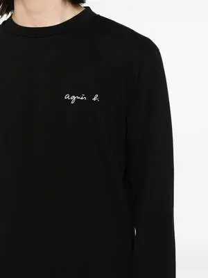AGNES B. Embroidered-logo Cotton T-shirt