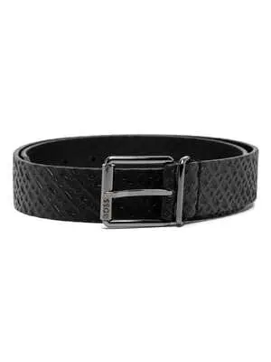 BOSS Roll B Monogram Leather Belt - Black