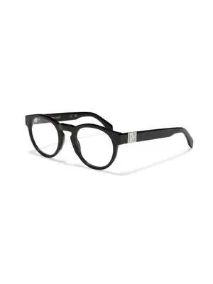 Palm Angels Monogram Plaque Round-frame Glasses - Black