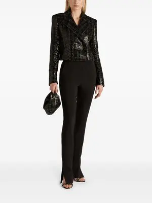 GENNY Sequin-embellished Tweed Cropped Jacket