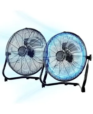 VIE AIR 20 Inch Twin Pack Industrial Tilting High Velocity 3 Speed Metal Floor Fan - Black