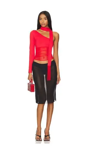 NIIHAI Asymmetric Neck Tie Top