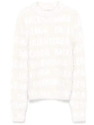 Balenciaga Logo-knit Jumper - White