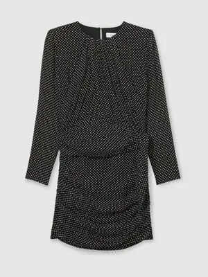 REISS Taylor Gathered Polka-dot Georgette Mini Dress