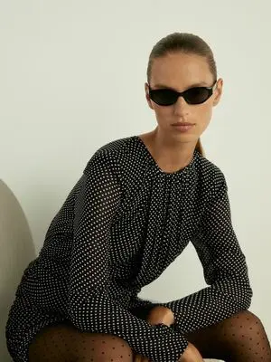 REISS Taylor Gathered Polka-dot Georgette Mini Dress