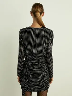 REISS Taylor Gathered Polka-dot Georgette Mini Dress
