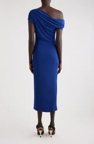 Givenchy Asymmetric Draped Sheath Midi Dress