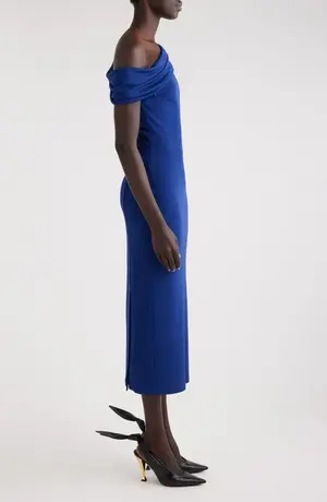 Givenchy Asymmetric Draped Sheath Midi Dress