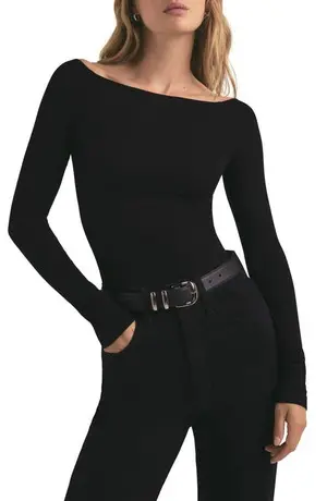 FAVORITE DAUGHTER The Sydney Off The Shoulder Long Sleeve Top - Black