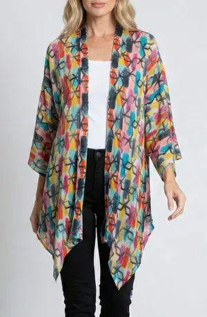 APNY Floral Print Open-front Jacket - Red/black Multi