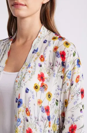 APNY Floral Print Open-front Jacket - White Multi