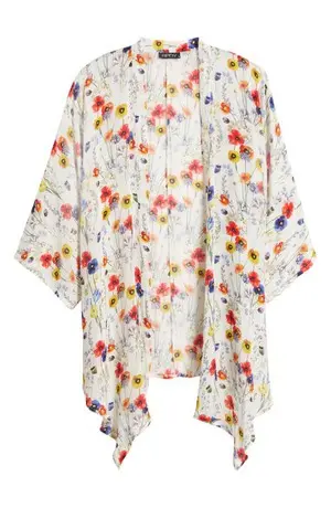 APNY Floral Print Open-front Jacket - White Multi