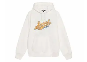 StÜssy Satin Patch Oversized Hoodie - Off White