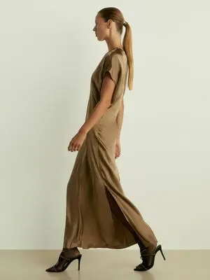 REISS Kora Satin Midi Dress