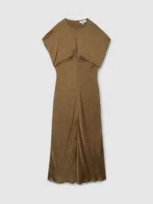 REISS Kora Satin Midi Dress