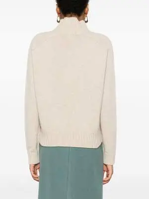 Eric Bompard Hammer-sleeve High-neck Sweater - Neutrals