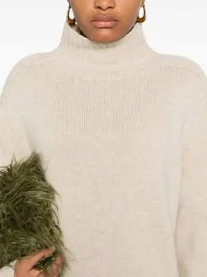 Eric Bompard Hammer-sleeve High-neck Sweater - Neutrals