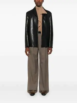Saint Laurent Wide-leg Wool Trousers - Brown