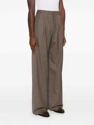 Saint Laurent Wide-leg Wool Trousers - Brown