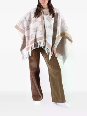 Max Mara Frine Monogram Fringed Poncho