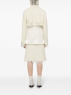 JIL SANDER A-line Frayed Detail Skirt - White