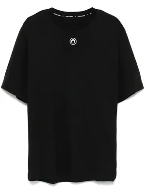 MARINE SERRE Moon-logo Jersey Loose Fit Ss T-shirt - Black