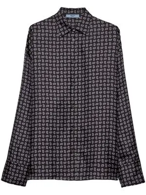 Prada Printed Twill Silk Shirt