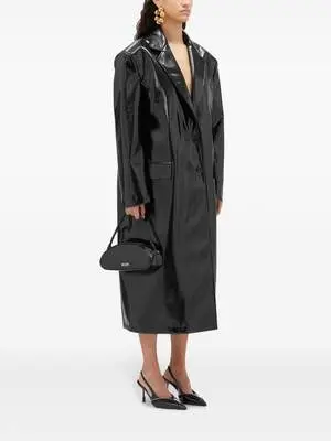 MSGM Faux-leather Single-breasted Coat - Black