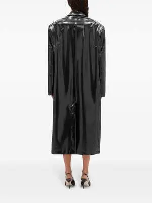 MSGM Faux-leather Single-breasted Coat - Black
