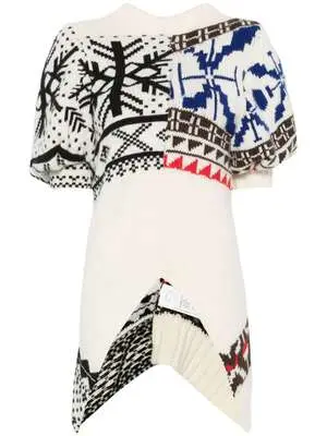 Sacai Jacquard Pattern Knit Sweater - White
