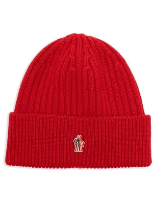 Moncler Logo-appliqué Beanie - Red