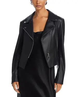 LAMARQUE Pascale Faux Leather Moto Jacket - Black