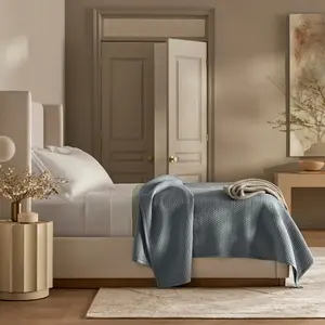 BOLL & BRANCH Signature Textured Stitch Quilt, Twin - Bluestone