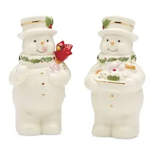 LENOX Happy Holly Days Snowmen Salt & Pepper Set - Ivory