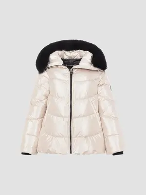 Gorski Apres-ski Jacket With Detachable Toscana Shearling Lamb Hood Trim - Gold