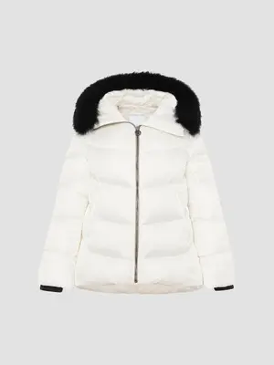 Gorski Apres-ski Jacket With Detachable Toscana Shearling Lamb Hood Trim - Ivory