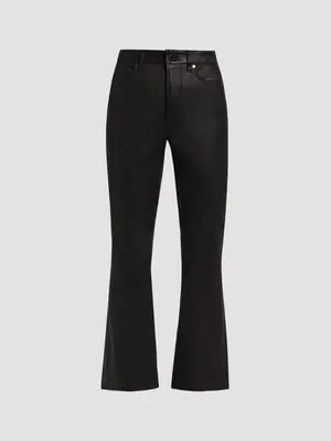 Veronica Beard Carson Leather High-rise Ankle Flare Pants