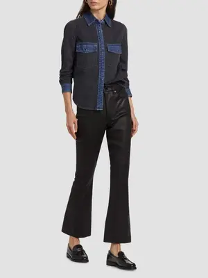 Veronica Beard Carson Leather High-rise Ankle Flare Pants