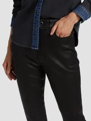 Veronica Beard Carson Leather High-rise Ankle Flare Pants