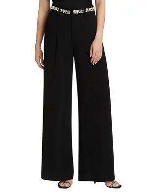 Cinq À Sept Genna Crystal-embellished Wide-leg Pants