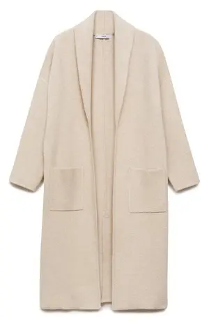 Mango Oversize Long Cardigan - Light/ Pastel Grey